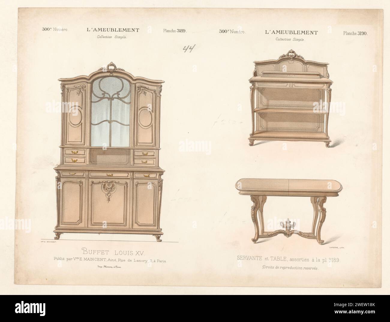 Placard buffet, placard et table, Léon Laroche, 1895 Imprimer placard ...