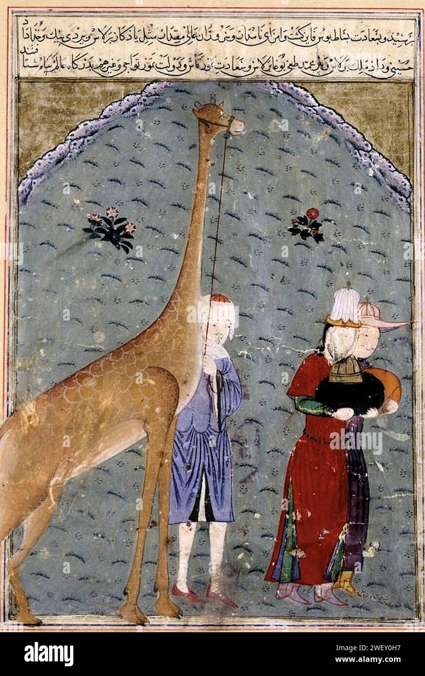 Les ambassadeurs du sultan égyptien al-Nasir Faraj ibn Barquq présentent leurs dons d'hommage, y ...