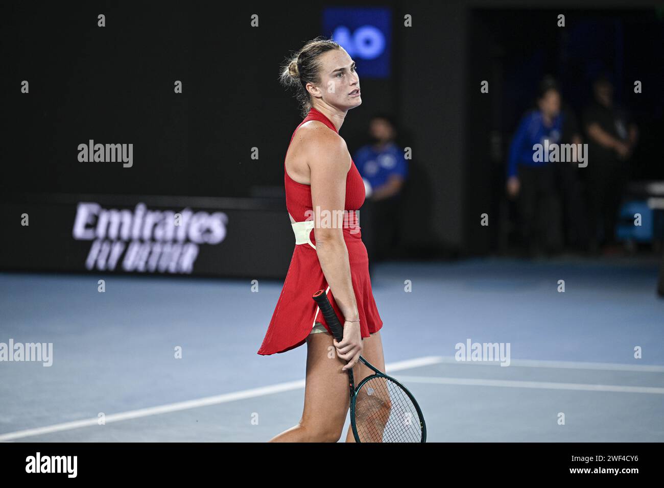 Aryna Sabalenka lors de la finale du tournoi de tennis du Grand Chelem féminin de l'Open d ...