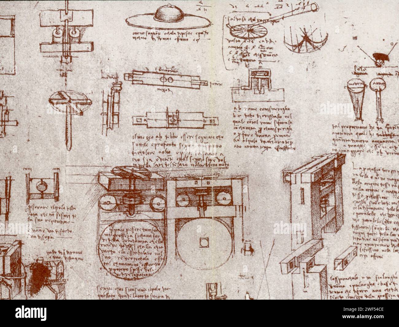 Croquis de construction avec les propres explications de DaVinci du ...