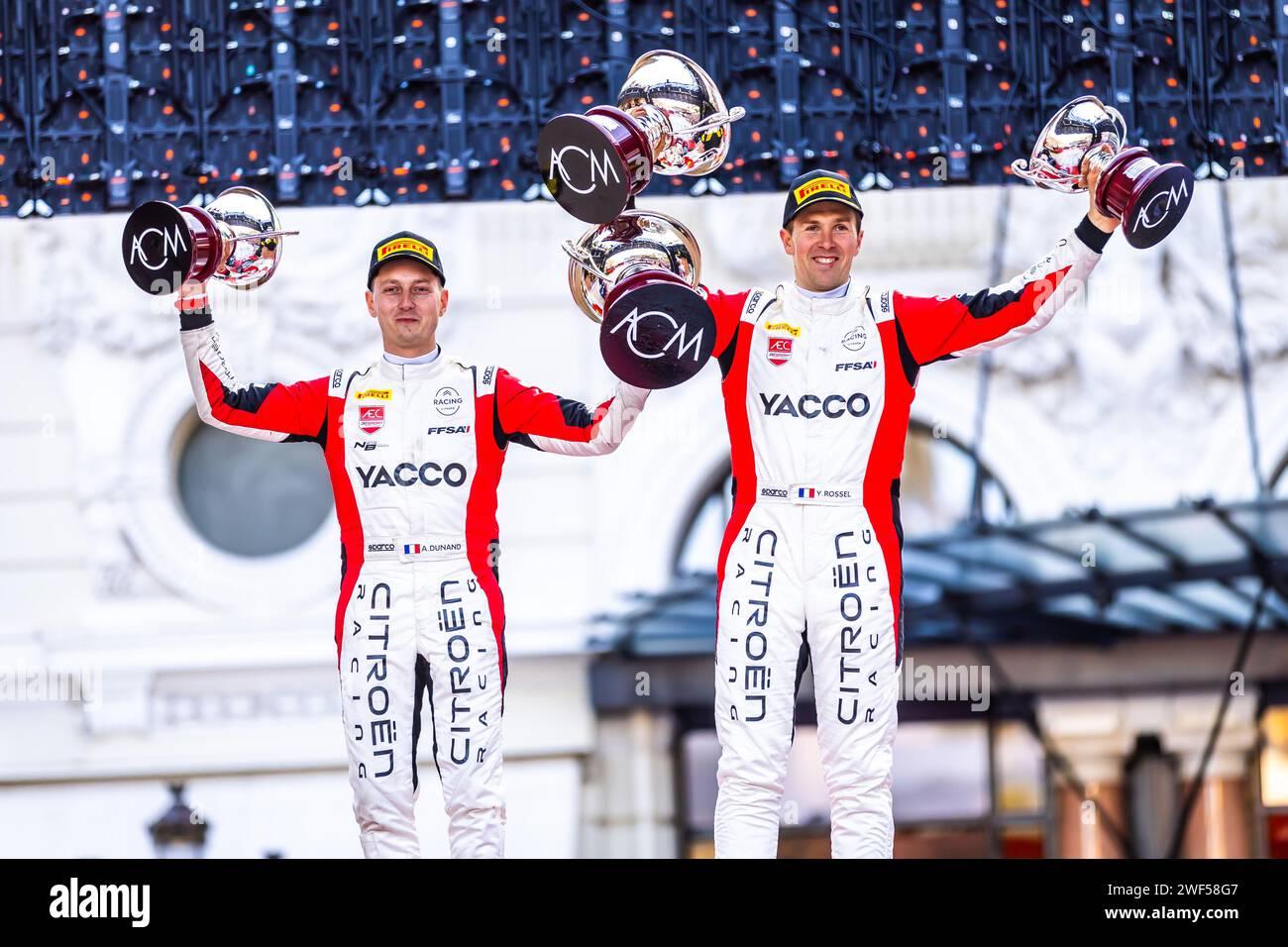 ROSSEL Yohan, DUNAND Arnaud, Citroën C3 Rally2, podium, portrait lors ...