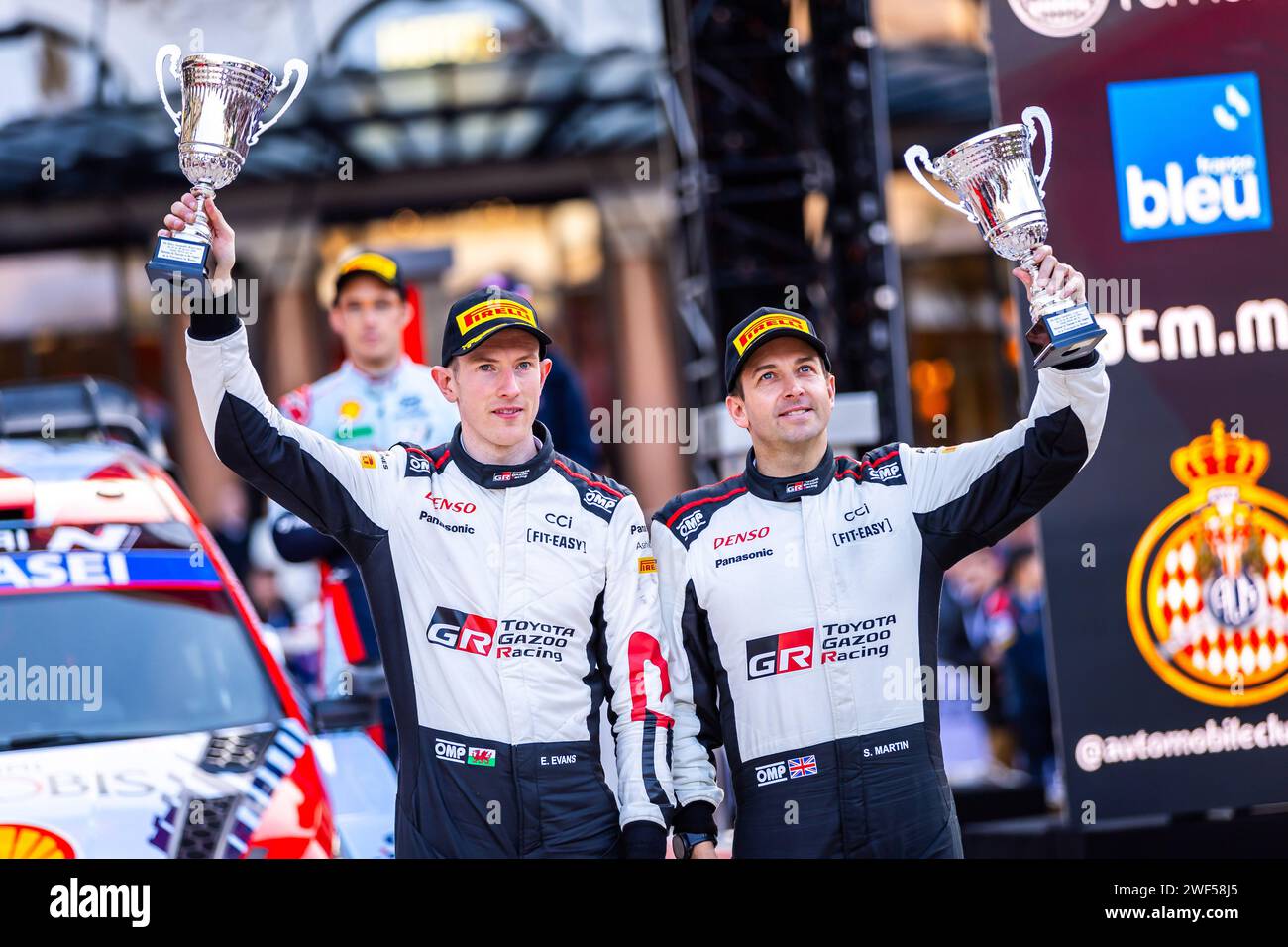 EVANS Elfyn, MARTIN Scott, Toyota GR Yaris Rally1, podium, portrait lors du Rallye automobile ...