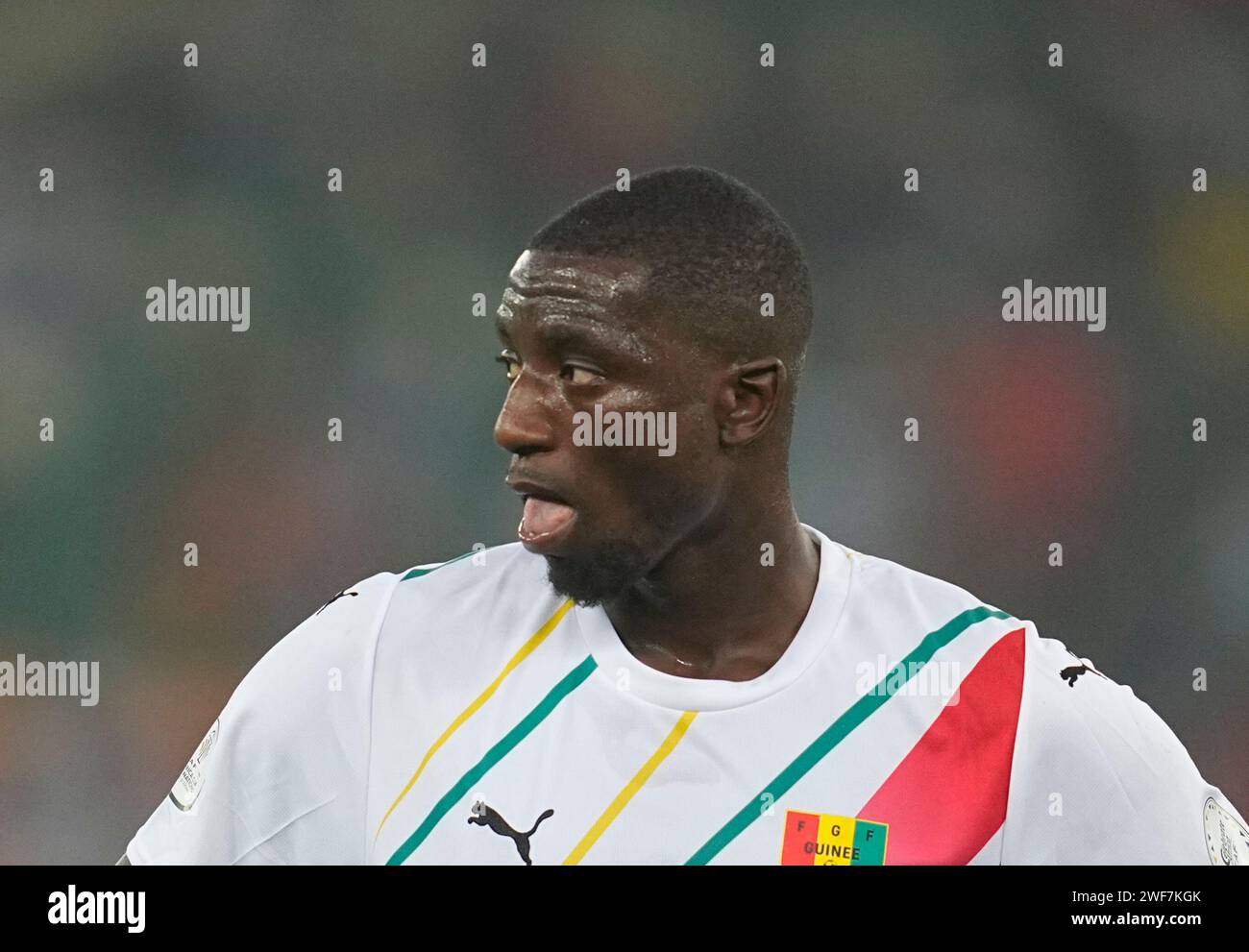 28 2024 janvier : Serhou Yadaly Guirassy (Guinée) regarde lors d'un match de la coupe d'Afrique ...
