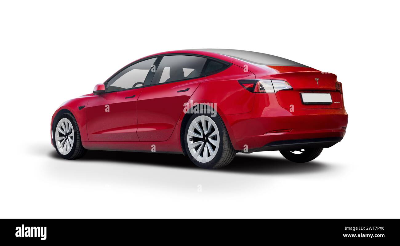 Voiture tesla rouge Banque de photographies et d’images à haute ...
