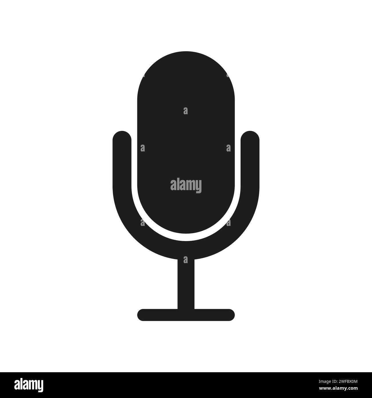 Icône microphone. Processus d'enregistrement. Silhouette noire. Panneau ...