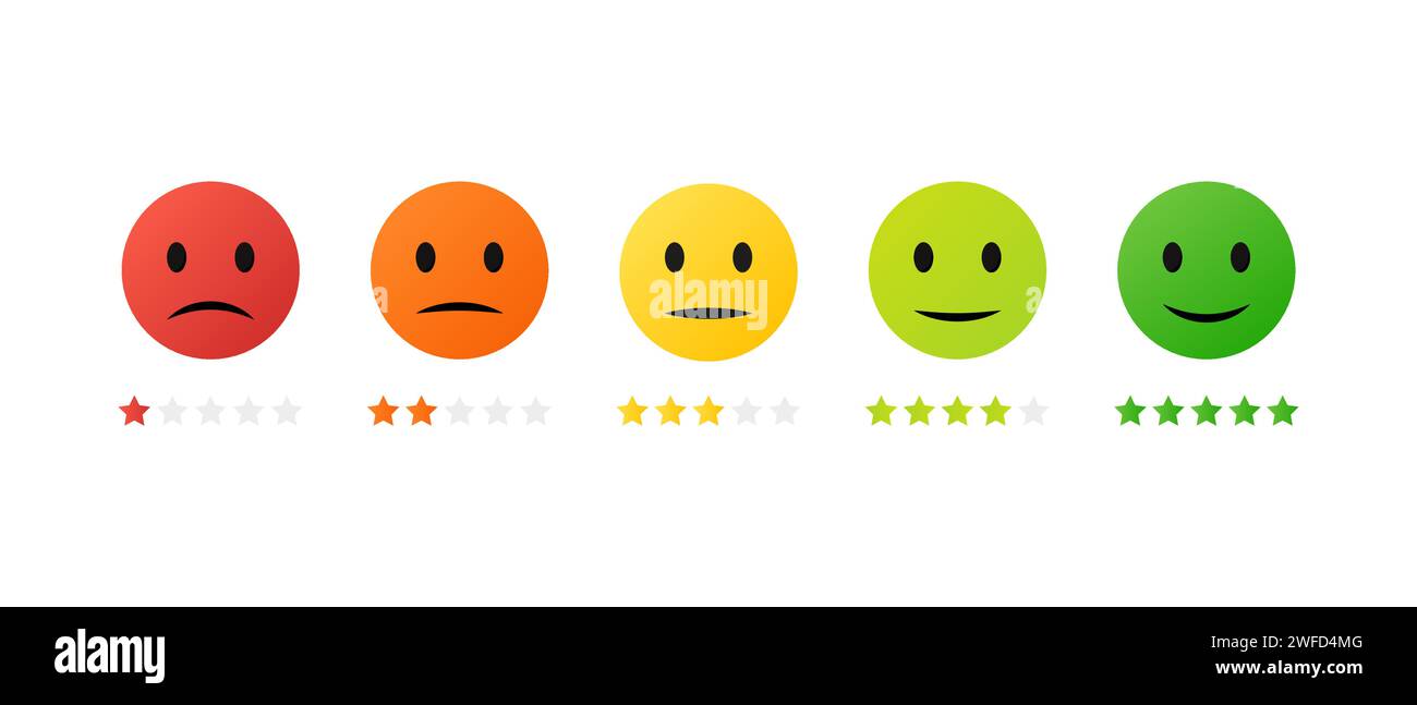 Niveau de satisfaction client avec icône d'étoiles de notation. symbole ...