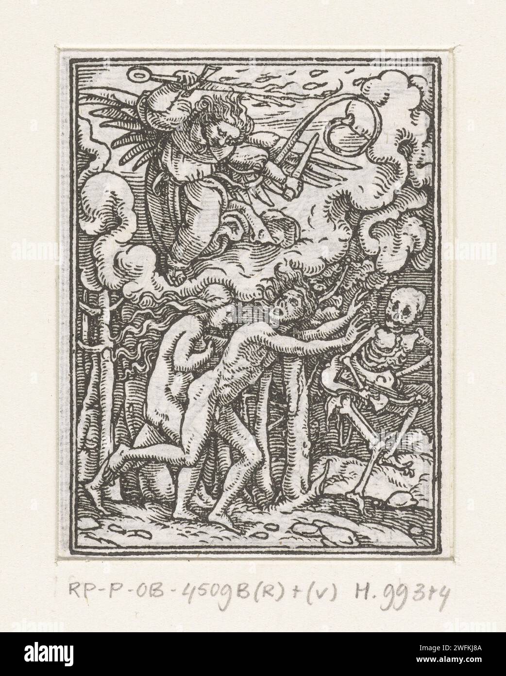 Expulsion du paradis, Hans Holbein (II), 1538 print Adam et Eva sont chassés du paradis après ...