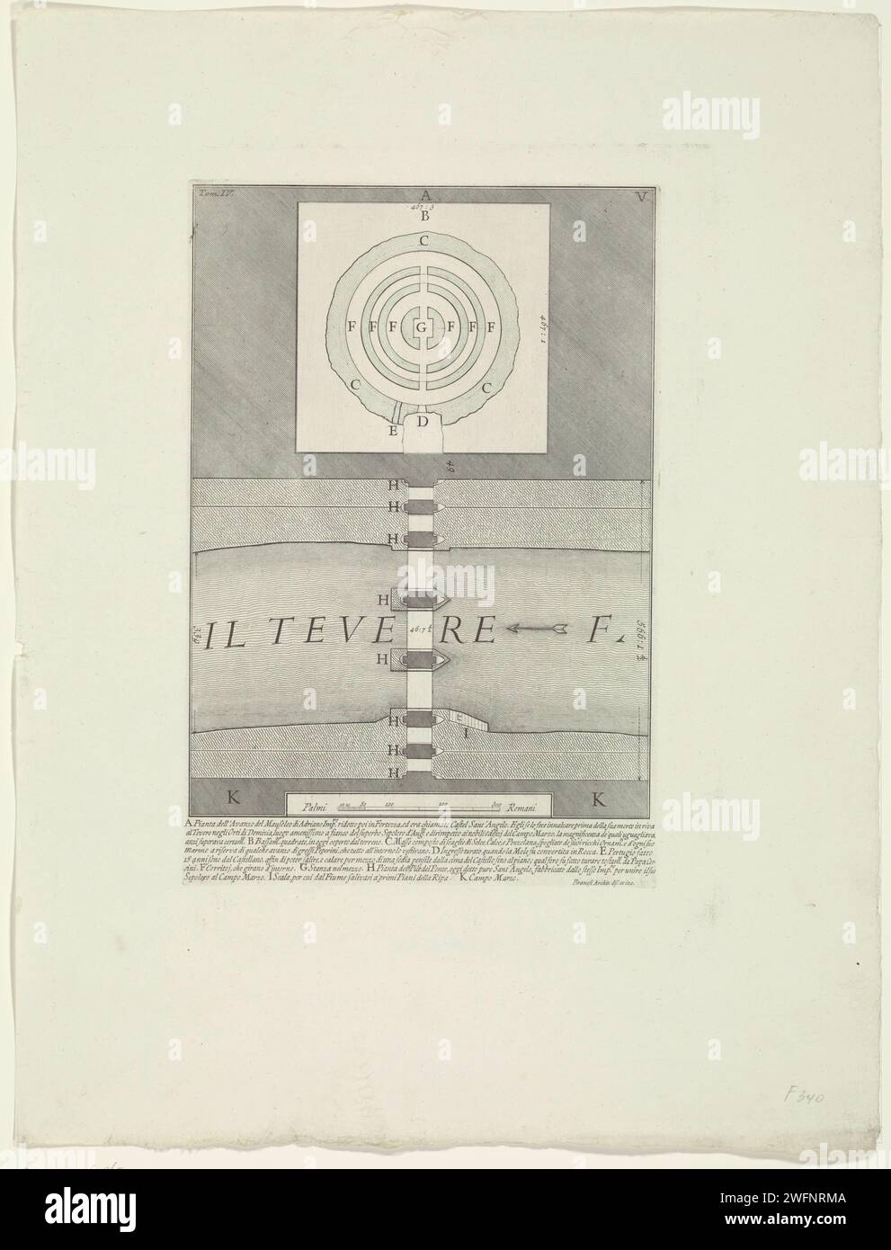 Carte de l'Engelenburcht et Engelenbrug à Rome, Giovanni Battista ...