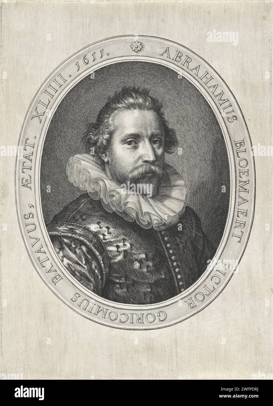 Portrait d'Abraham Bloemaert, Willem Isaacsz. Van Swanenburg, tirage de 1611 Portrait du peintre ...
