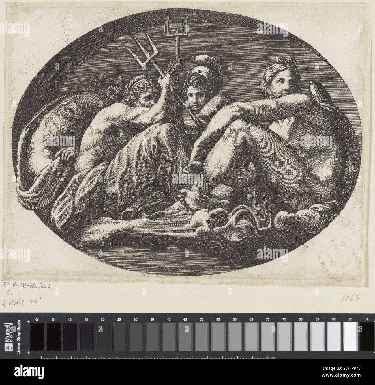 Apollon, Neptune, Pluton en Minerva, Giorgio Ghisi, d'après Francesco ...