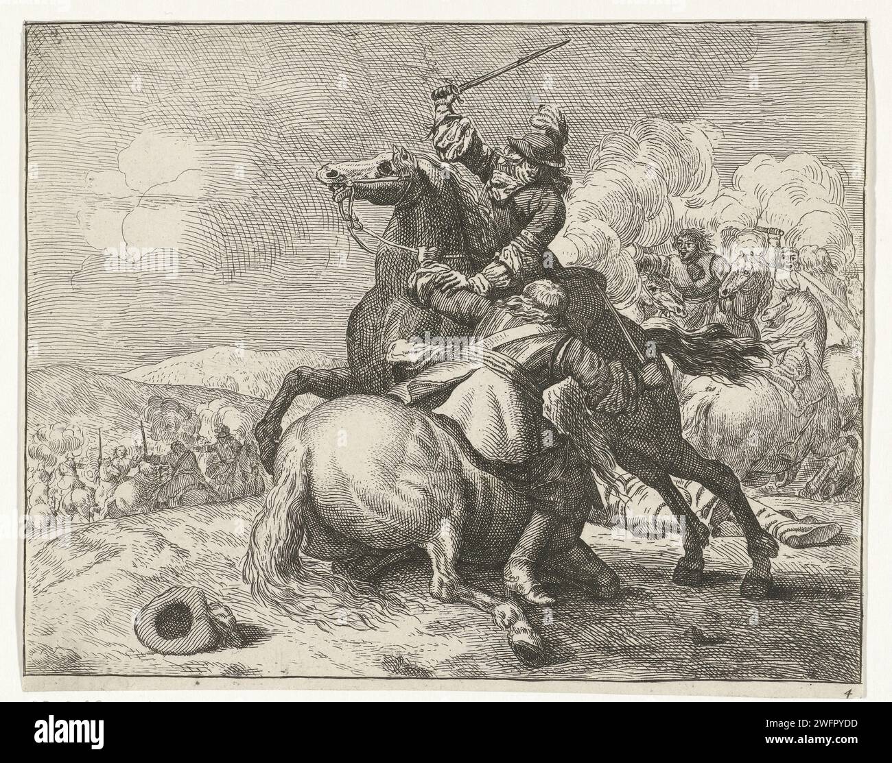 Combat à l'épée entre deux cavaliers, Jan van Huchtenburg (copie d ...