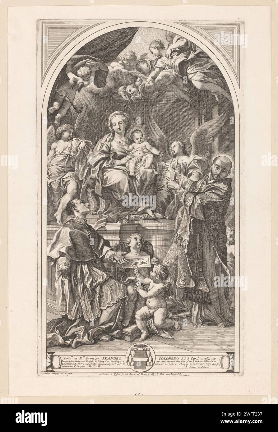 Verering Van Maria in Kind Door Carolus Borromeus in Ignatius van Loyola, Nicolas Dorigny, d ...