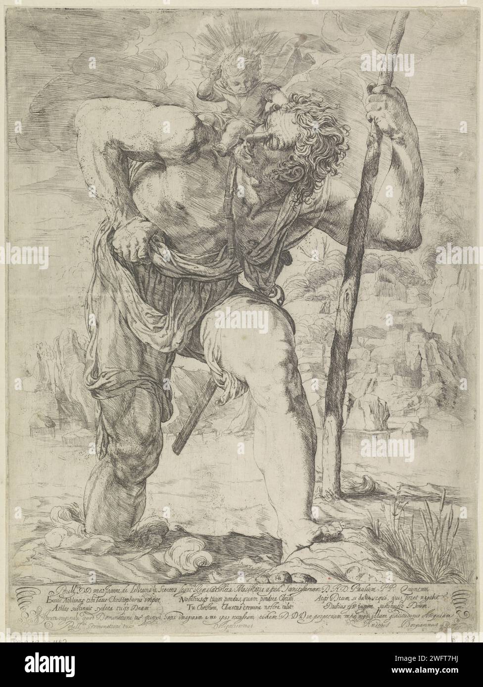 Le Saint Christoffel avec l'enfant Christ sur l'épaule, Orazio Borianni ...