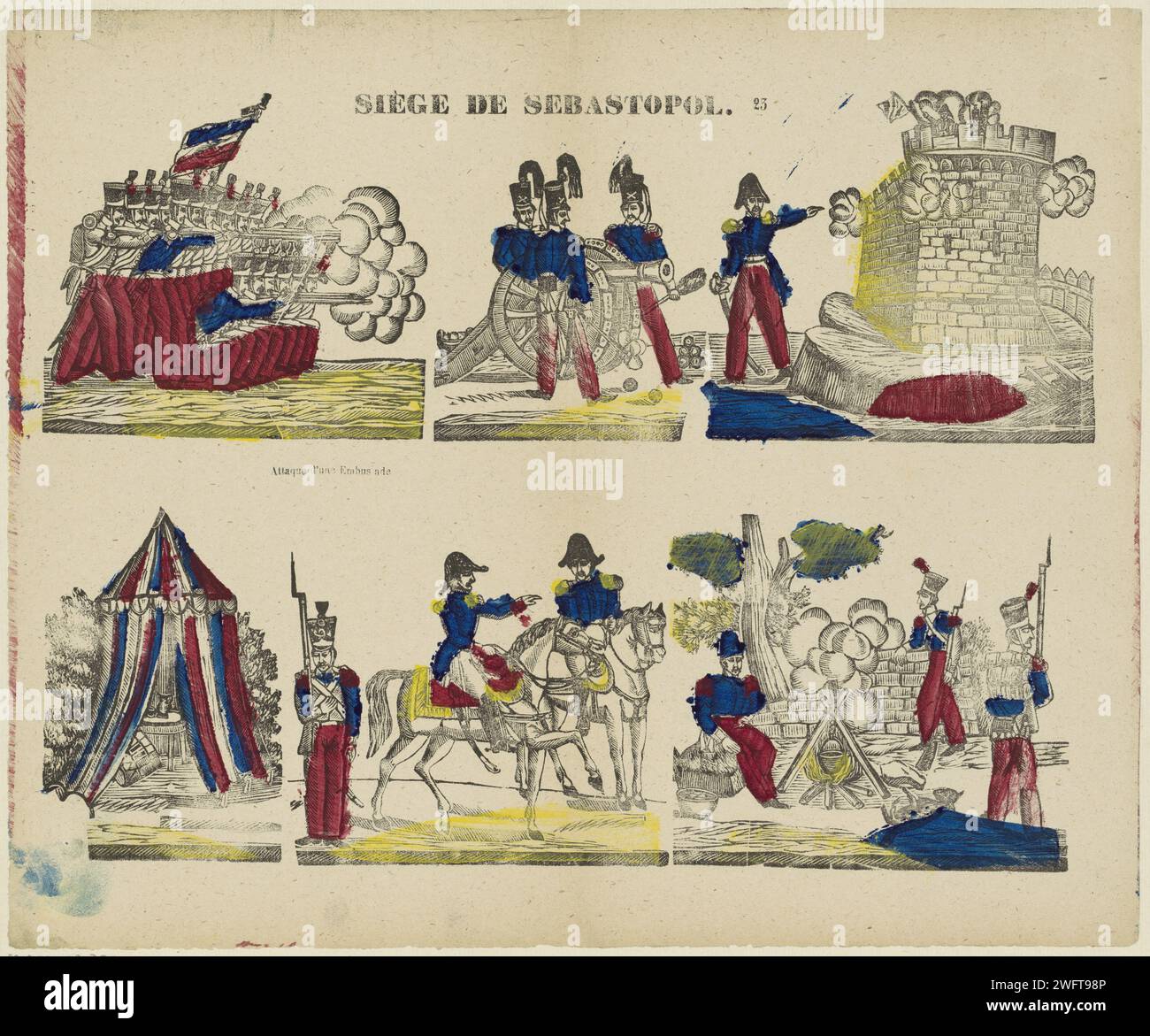 Siège de Sébastopol, 1827 - 1894 imprimer feuille avec 6 ...