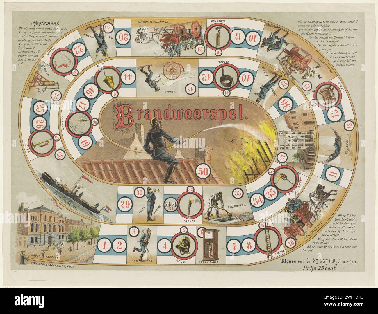 Fireworks Game, 1874 - 1896 print. Jeu de plateau de jeu avec spirale ...