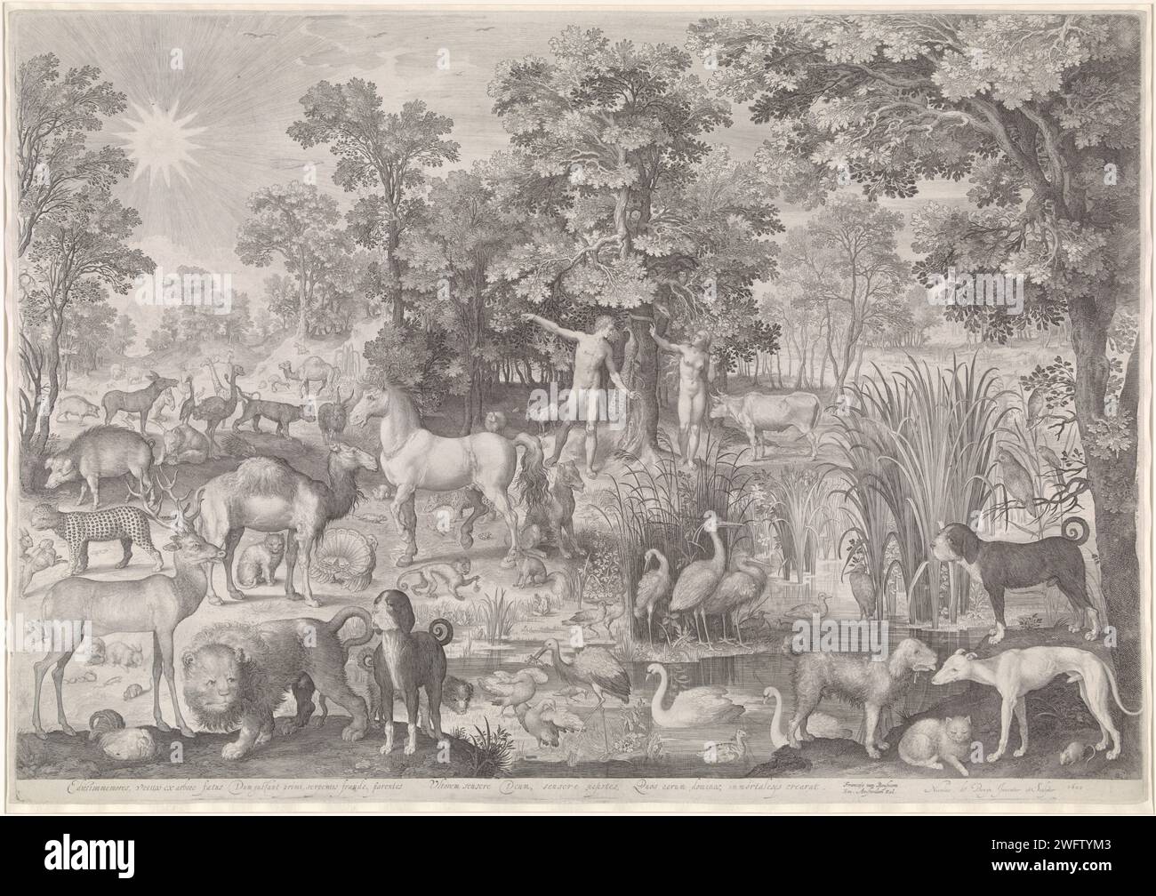 Automne, Nicolaes de Bruyn, 1600 imprimer le paradis terrestre avec ...