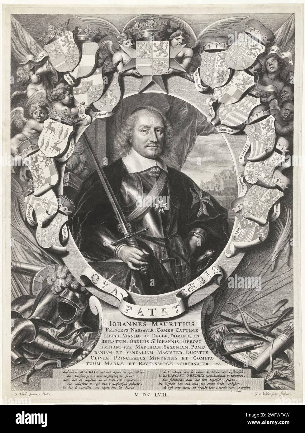 Portrait de Johan Maurits, prince de Nassau-Siegen, dans un cadre ovale ...