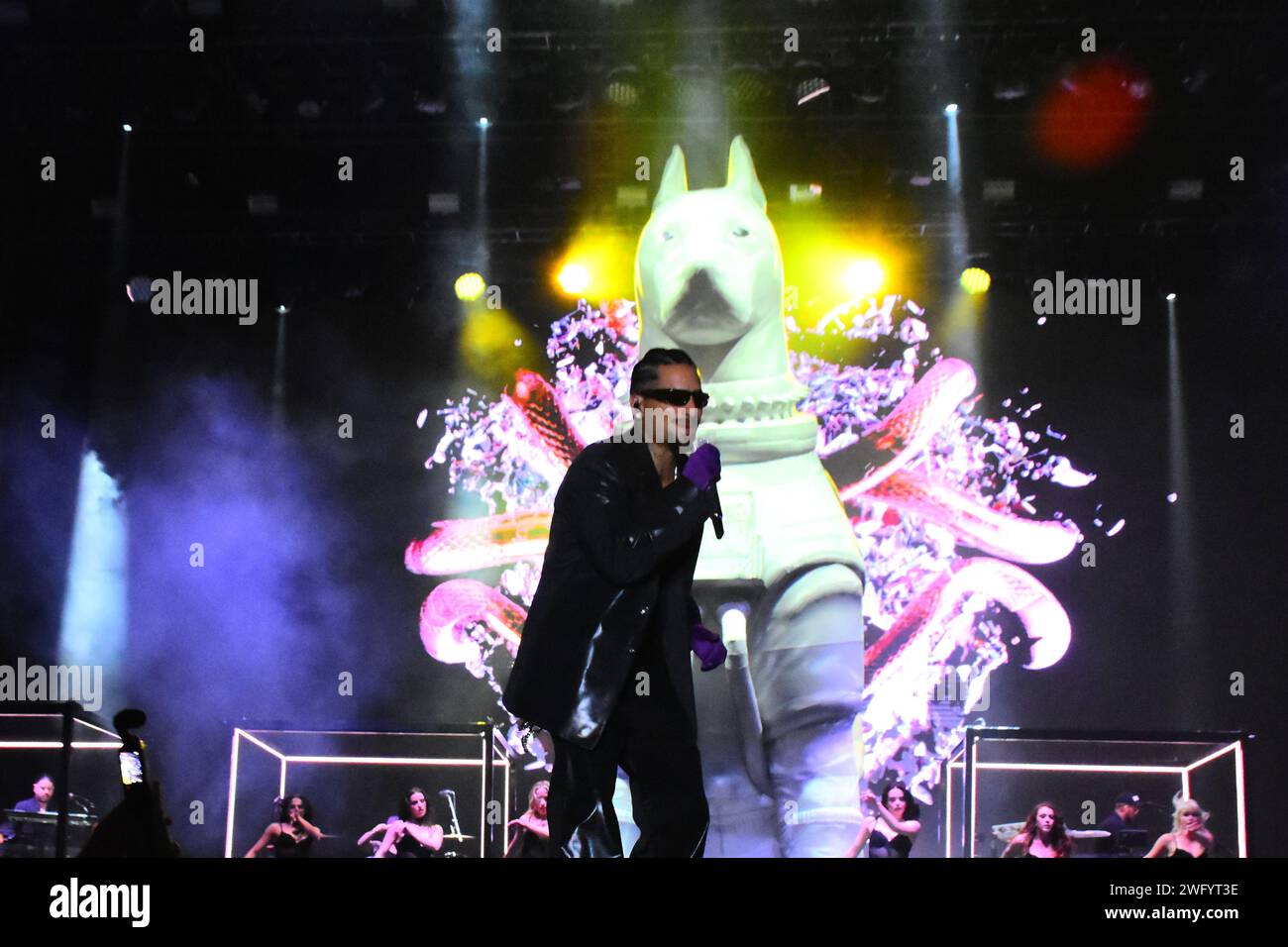 LEON, MEXIQUE - 1ER FÉVRIER. Maluma, nominé aux Grammy Awards, se ...