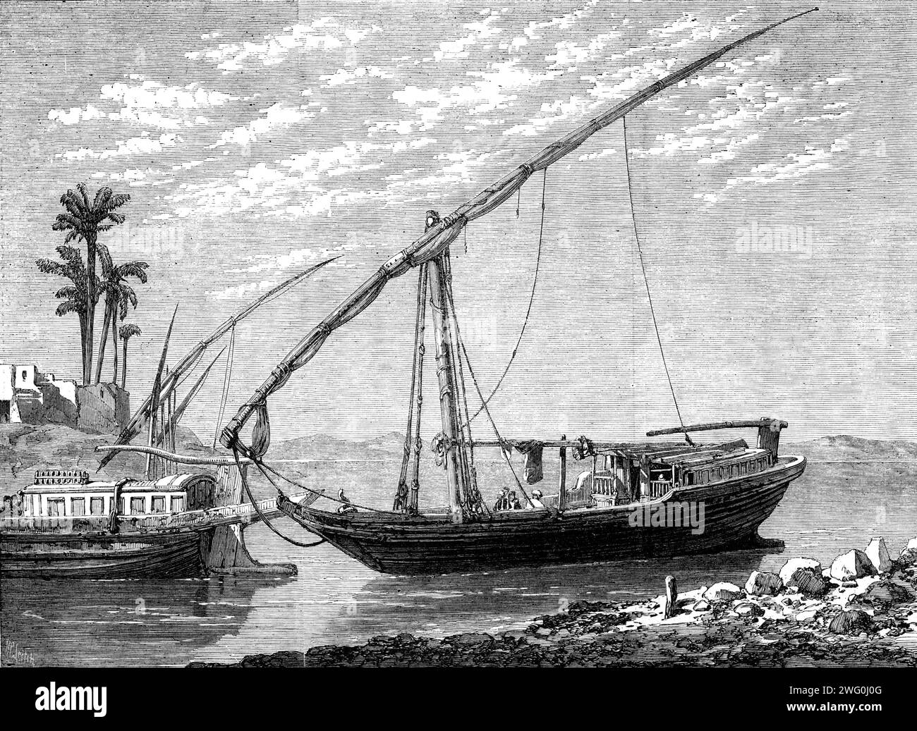 La visite du prince de Galles en Egypte : le bateau du Nil - d'après un ...