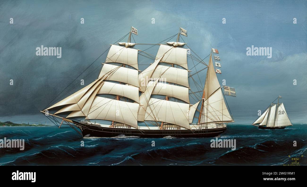 Trois mâts barque 19 ème siécle Banque de photographies et d’images à ...