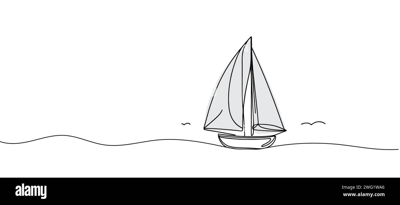 Dessin mono trait voilier Banque d'images vectorielles - Alamy