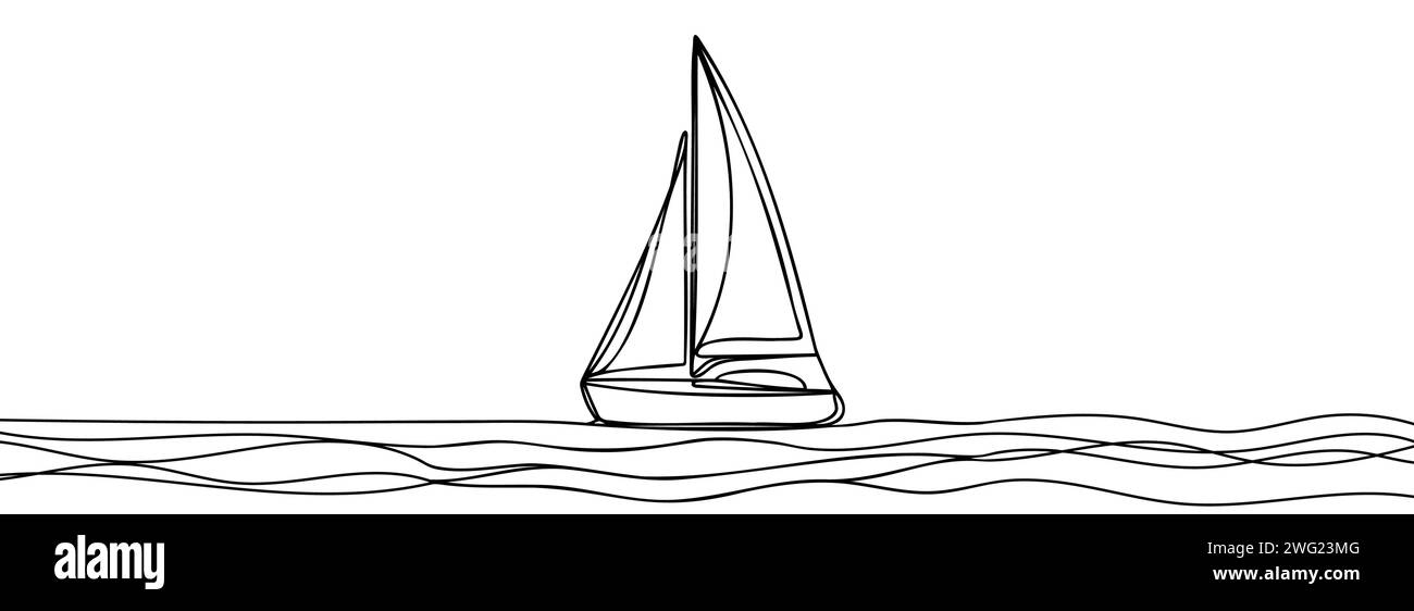 Dessin mono trait voilier Banque d'images vectorielles - Alamy