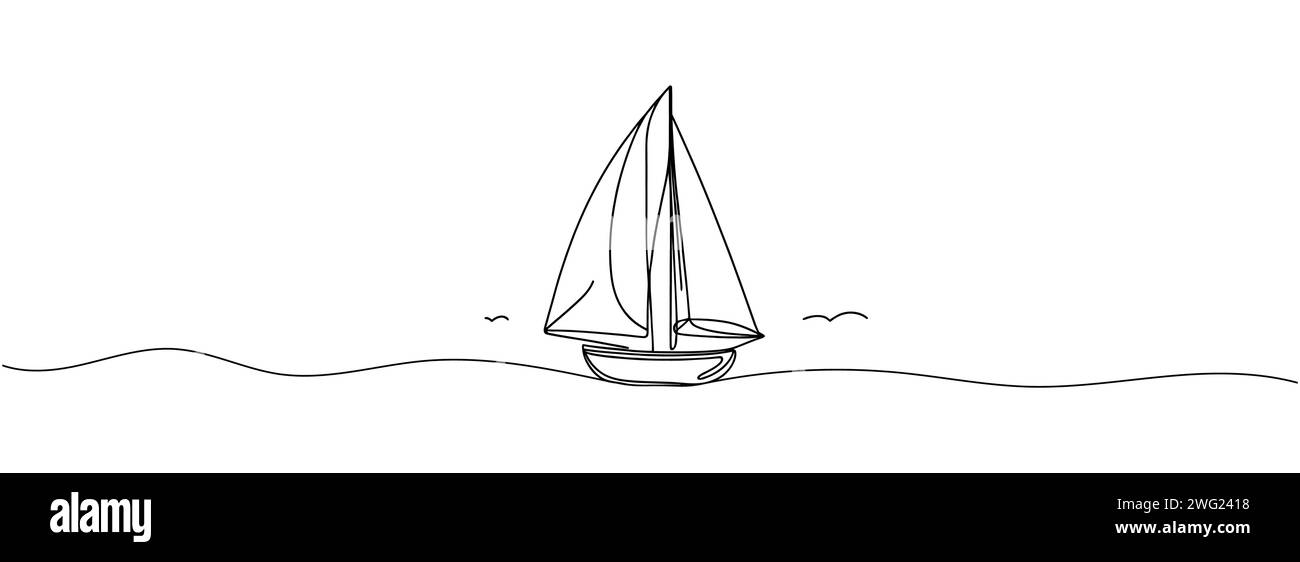 Dessin mono trait voilier Banque d'images vectorielles - Alamy