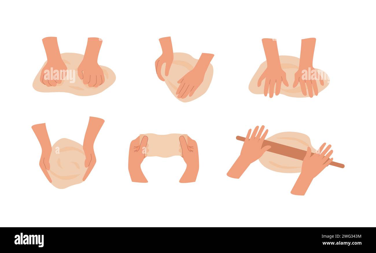 Jeu de mains de pâte à pétrir. Boulangerie maison. Fabrication de pain ...