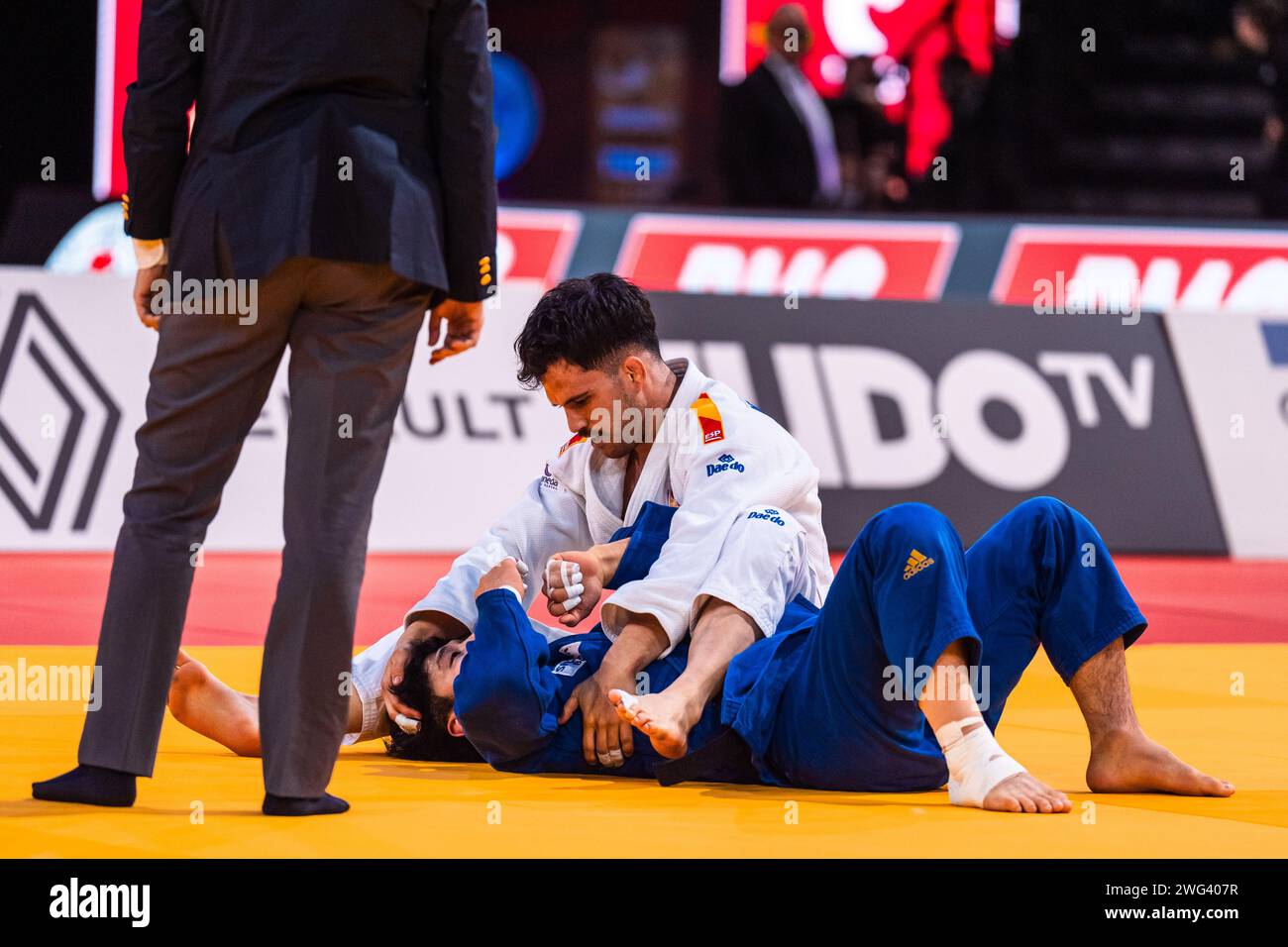 David GARCIA TORNE (ESP) contre Baul AN (KOR), Bronze Men -66Kg, lors du Grand Chelem de Paris ...