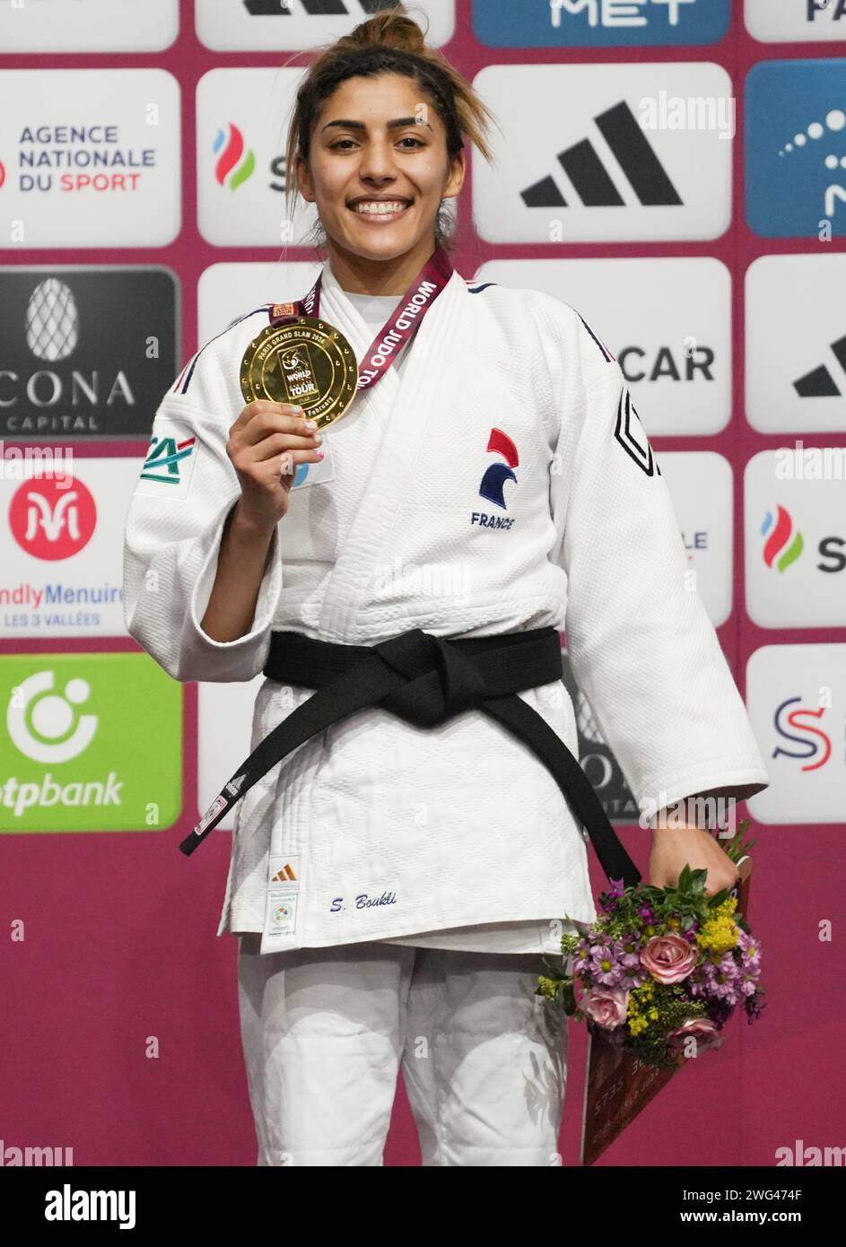 Shirine Boukli de France Médaille d'or, femmes -48 kg lors du Grand Chelem de Paris 2024, JF ...