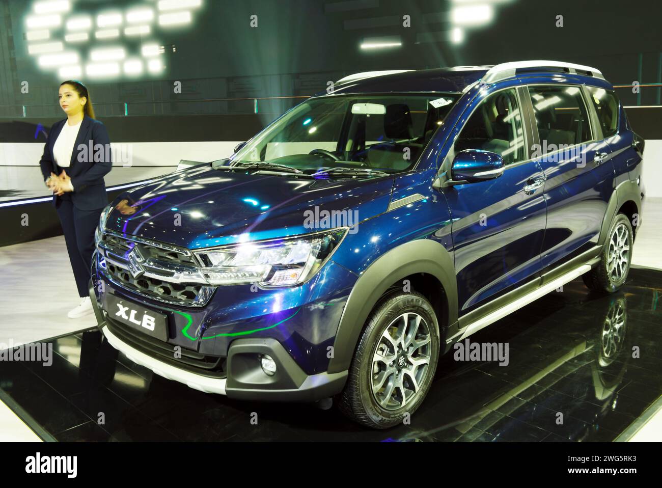 New Delhi - 1er février 2024 : la voiture Maruti Suzuki XL6 est exposée à la Bharat Mobility ...