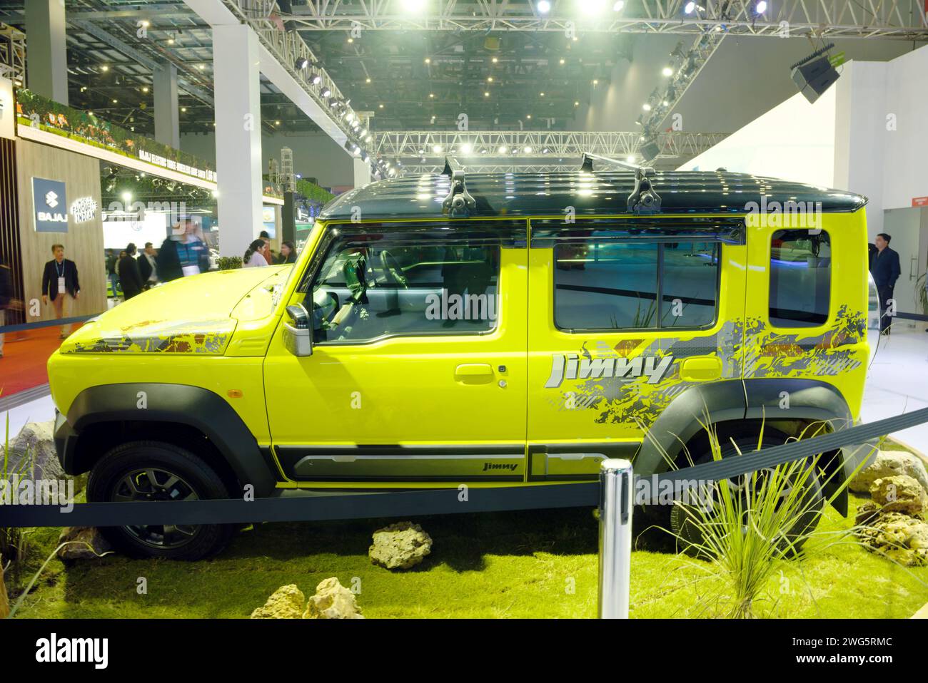 New Delhi - 1er février 2024 : Maruti Suzuki Jimny car est exposé à Bharat Mobility Global Expo ...