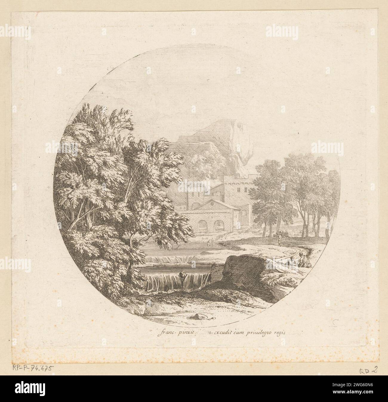 Paysage arcadien à double cascade, Théodore, d'après Jean François ...