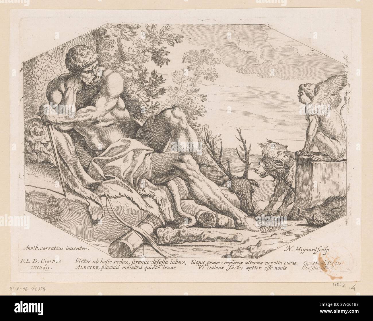 Hercules matériel de ses œuvres, Nicolas Mignard, d'après Annibale ...