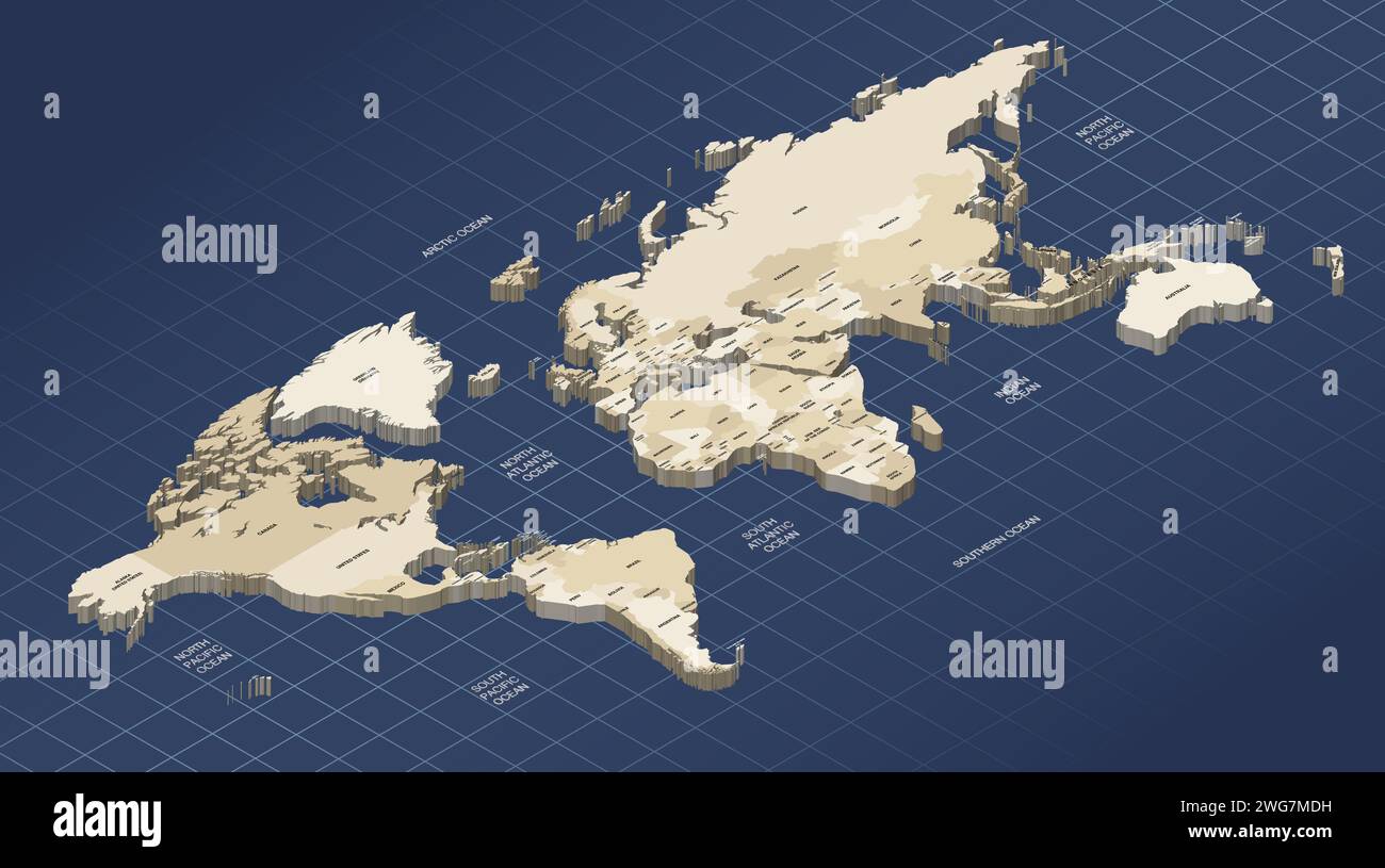 Carte du monde dans la palette de couleurs sépia illustration ...