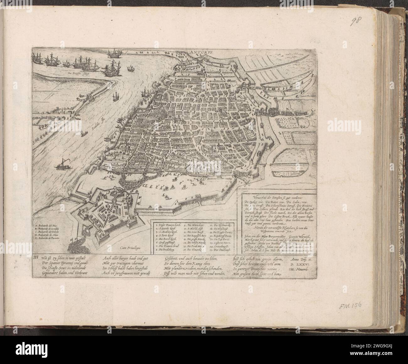 Espagnol Furie : carte de la ville, 1576, 1576 - c. 1579 imprimer carte ...