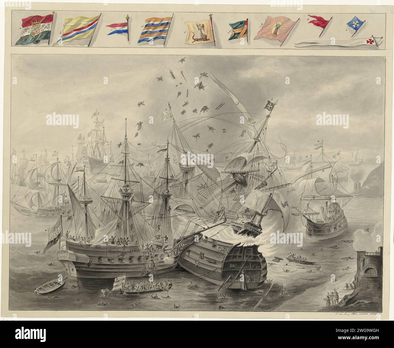 Bataille maritime pour Gibraltar, le 25 avril 1607, 1880 tirant l ...