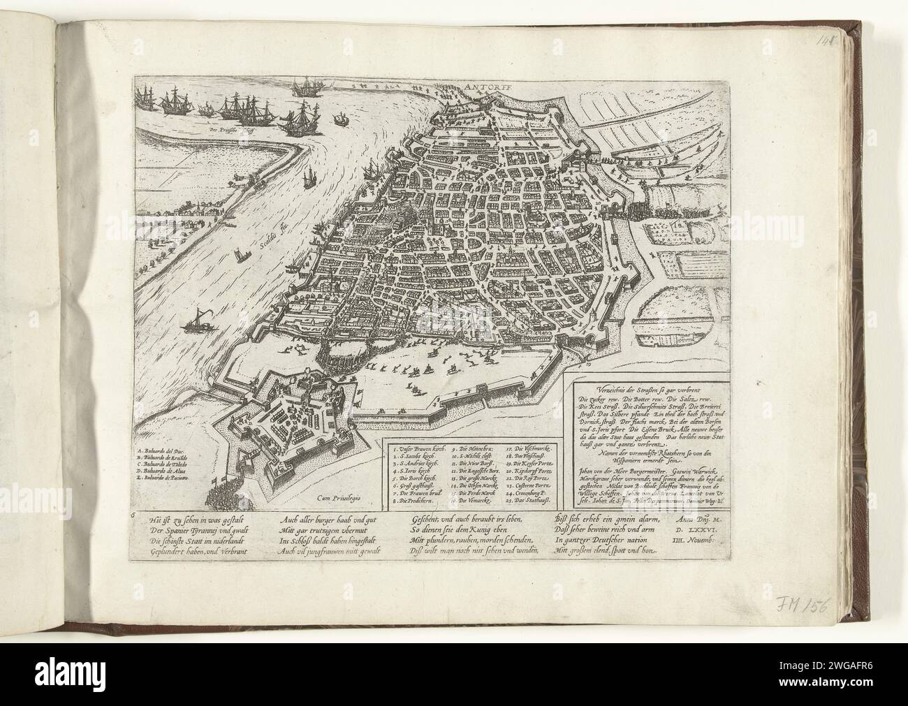 Espagnol Furie : carte de la ville, 1576, 1576 - 1578 imprimer carte de ...
