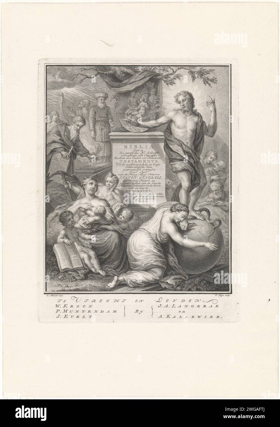 Page de titre pour une Bible, Pieter Tanjé, d'après Gerard Melder, 1746 ...