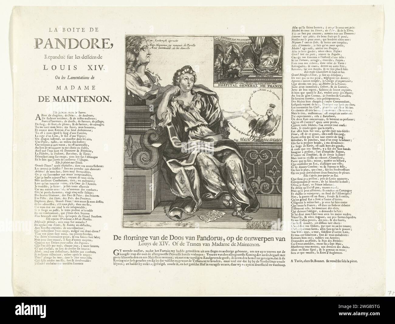 Spotprent op Madame de Maintenon, 1705, 1705 - 1706 imprimer Cartoon ...