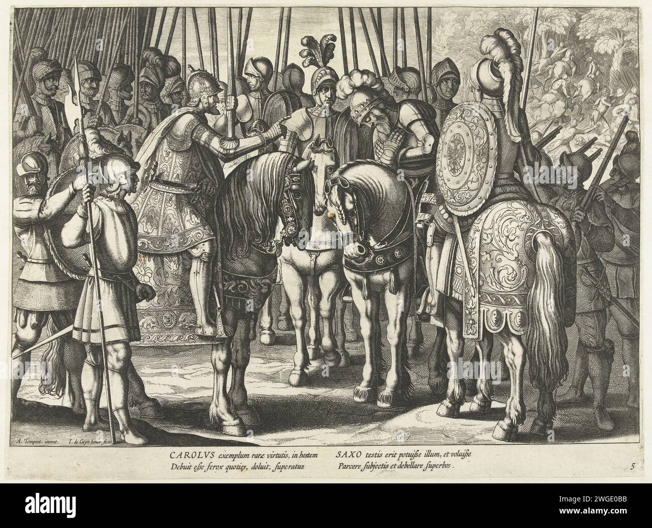 Charles V donne grâce au duc de Saxe, 1546, 1614 estampe Charles V ...