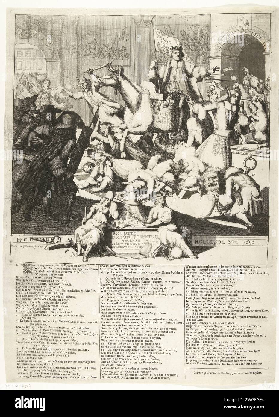 Vache en cours d'exécution néerlandaise, 1690, 1690 imprimer vache en ...