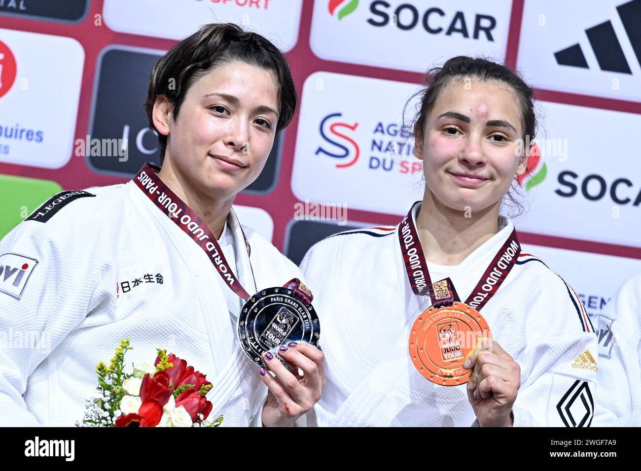 Paris, France. 02 février 2024. Christa Deguchi et Faiza Mokdar lors du ...