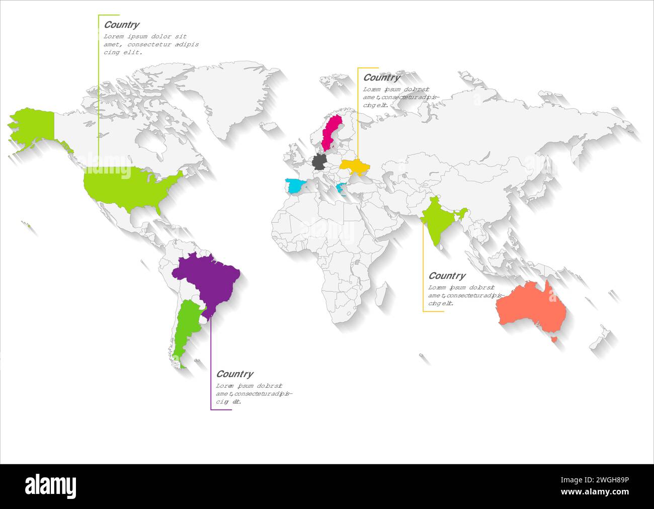 Simplified world map Banque d'images vectorielles - Alamy