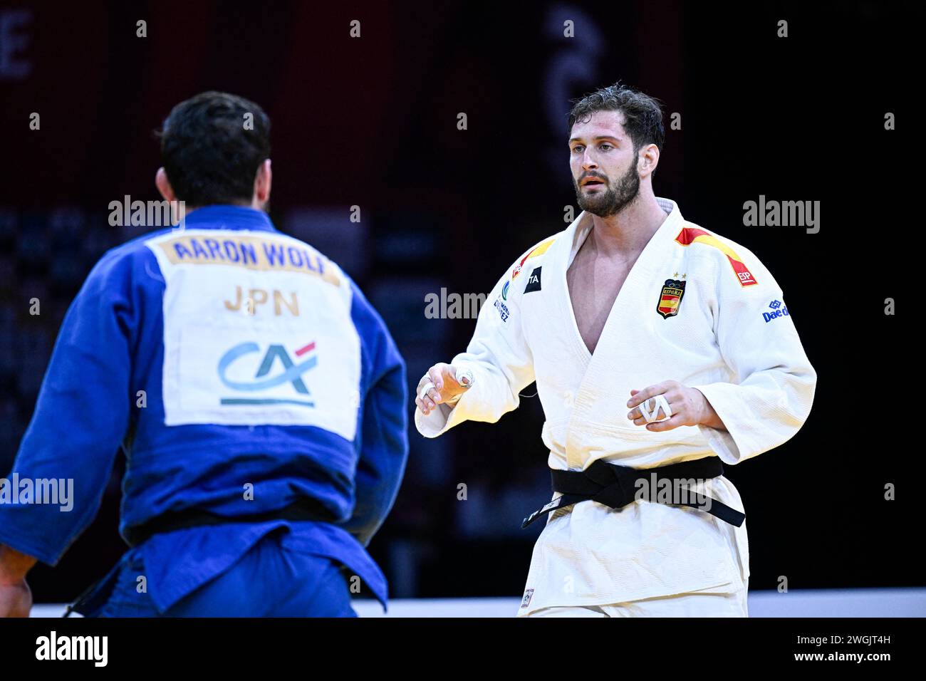 Aaron Wolf et Nikoloz Sherazadishvili lors du Paris Grand Chelem 2024 IJF World Judo Tour à ...