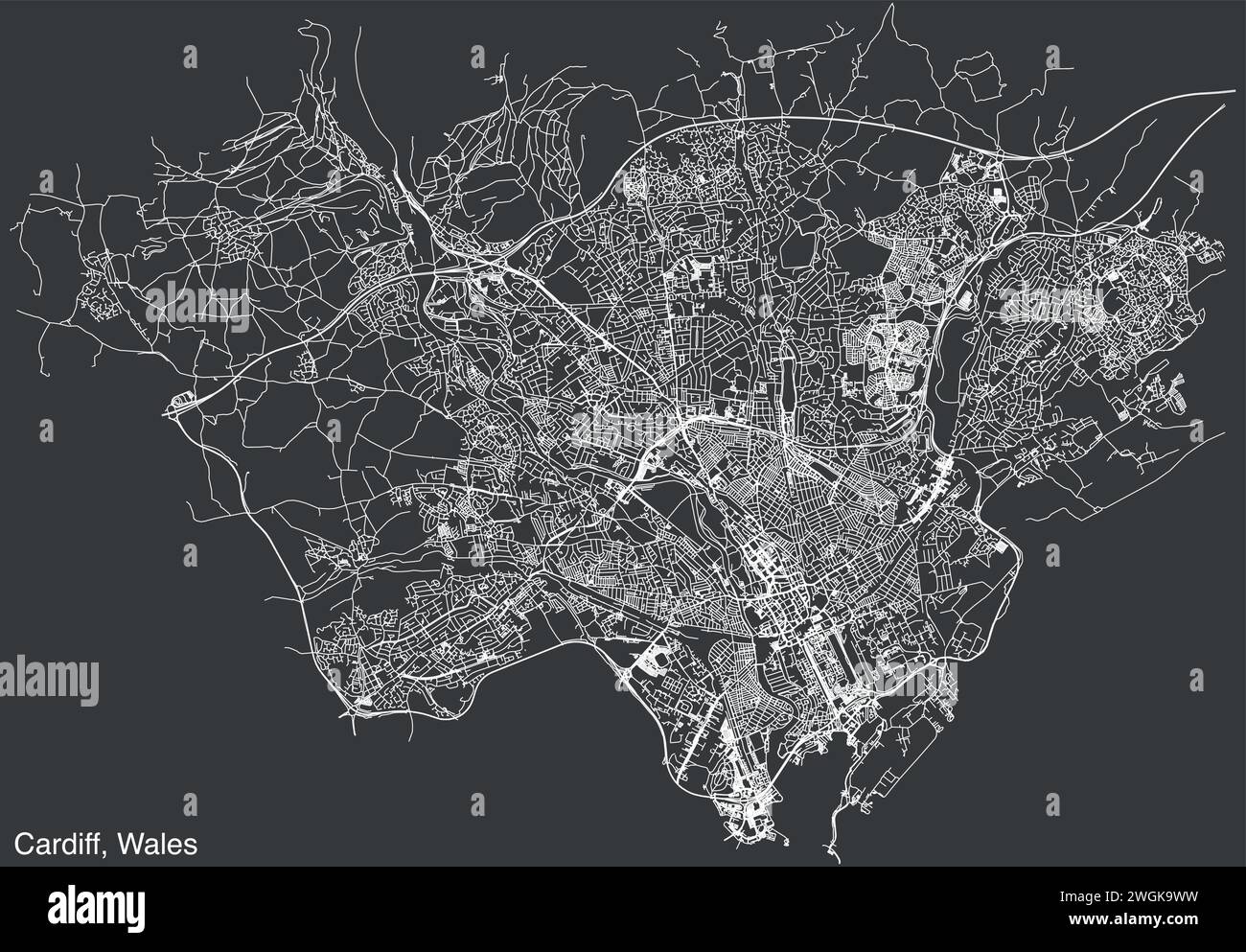 Cardiff map Banque d'images vectorielles - Alamy