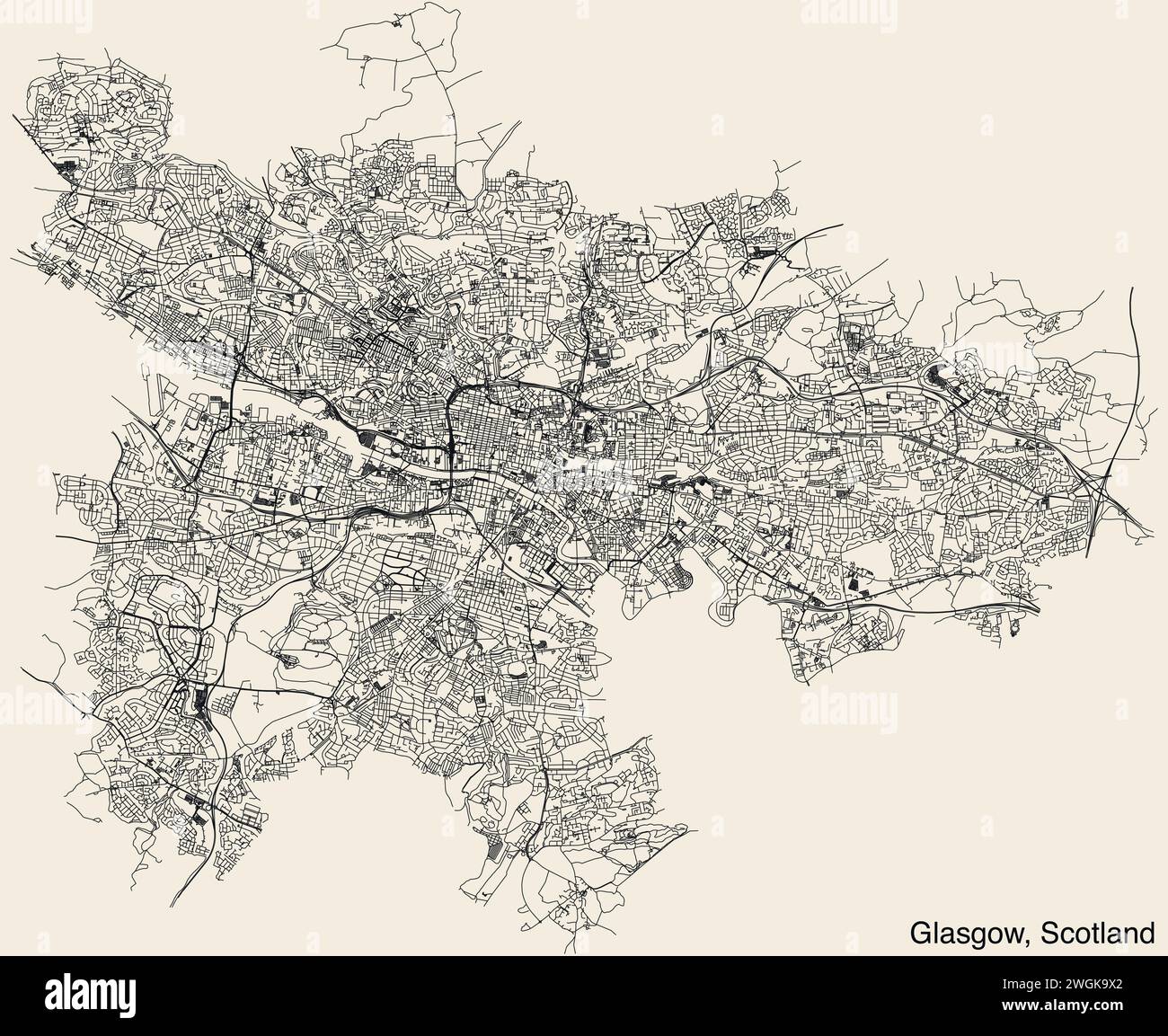Mappa di glasgow Banque d'images vectorielles - Alamy