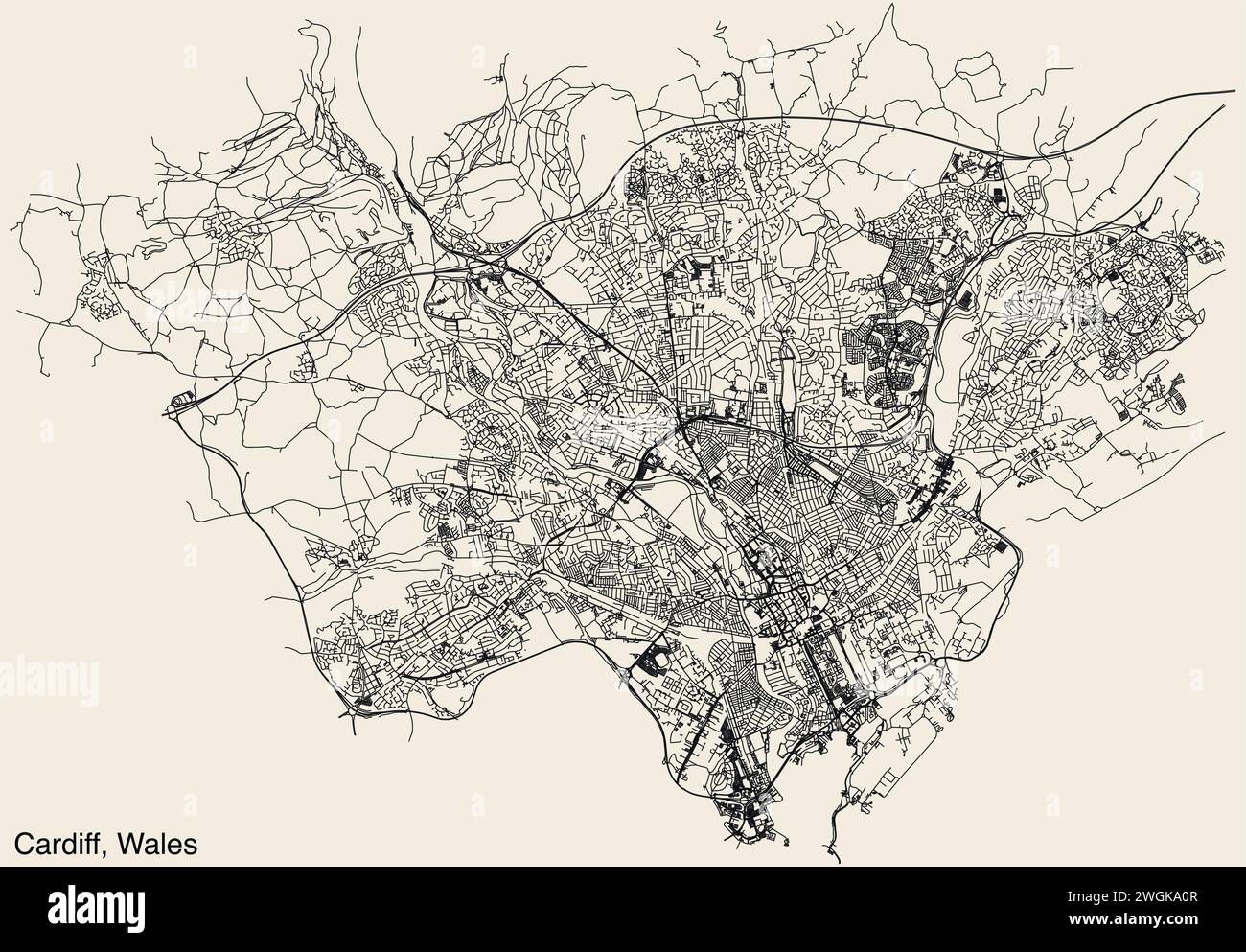 Cardiff map Banque d'images vectorielles - Alamy