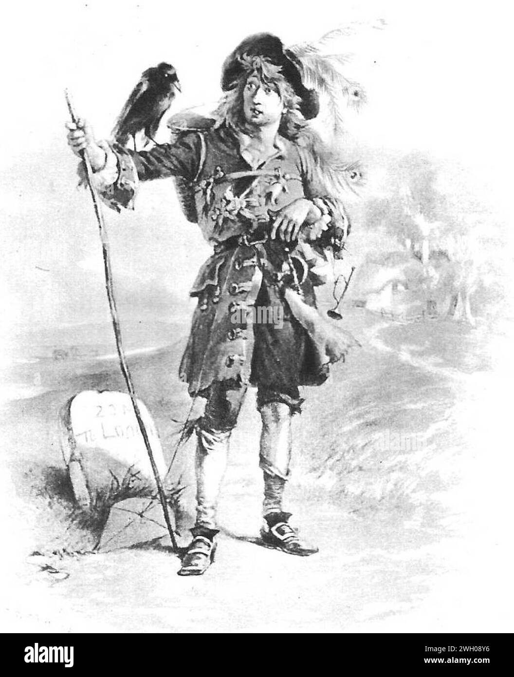 Barnaby rudge sa prise de corbeau Banque d'images noir et blanc - Alamy