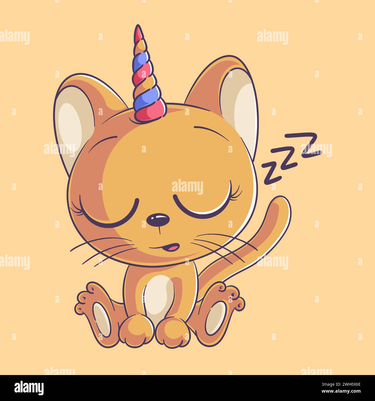 Coloriage doodle art licorne kawaii Banque de photographies et d’images ...